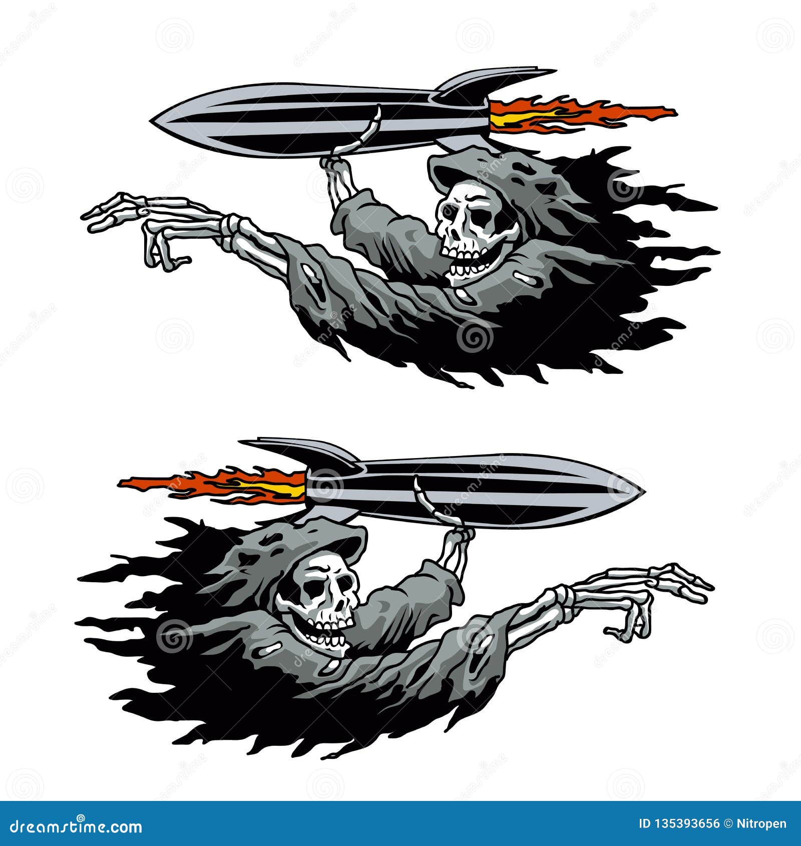 Grim Reaper Launching Missile. Stock Vector - Illustration of robe ...