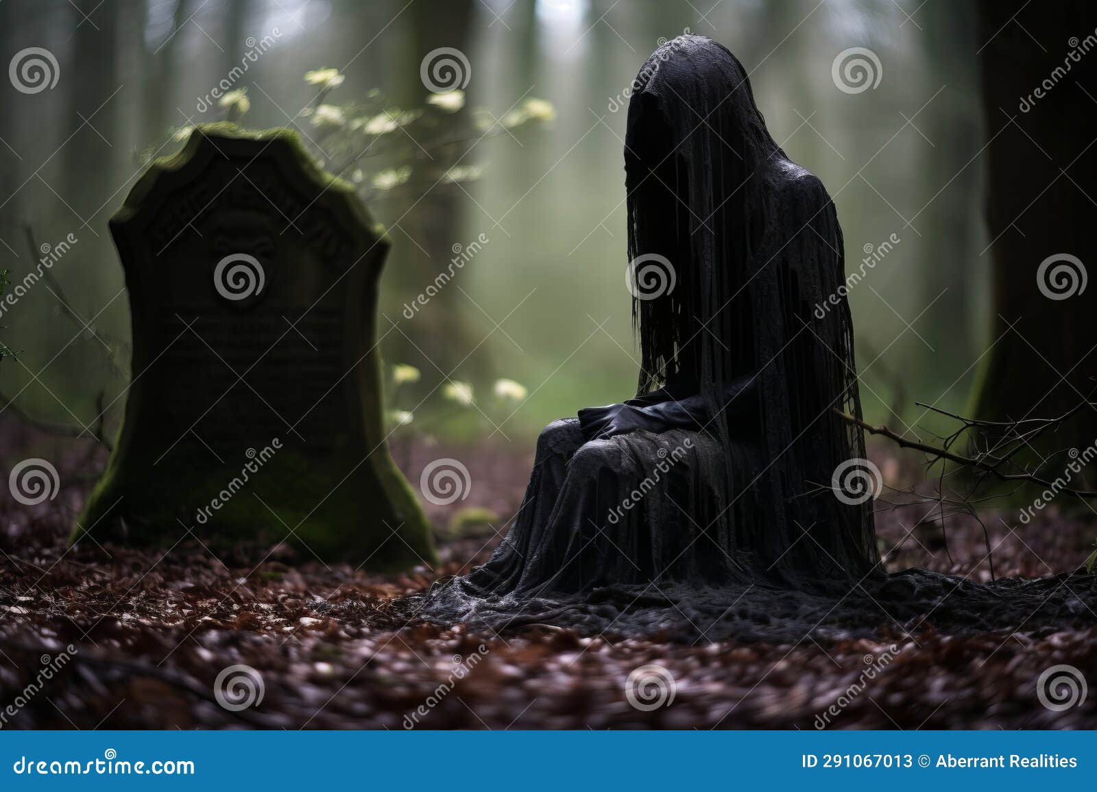 The Grim Reaper is Sitting in the Middle of a Forest Stock Illustration ...