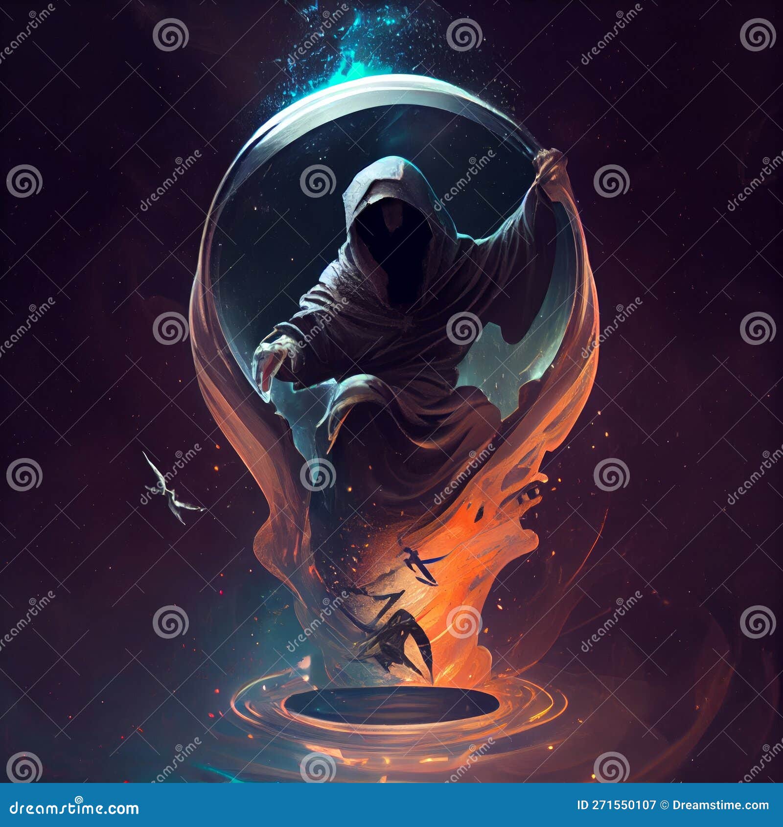The Grim Reaper Trapped Inside of an Hour Glass Illustration Image ...