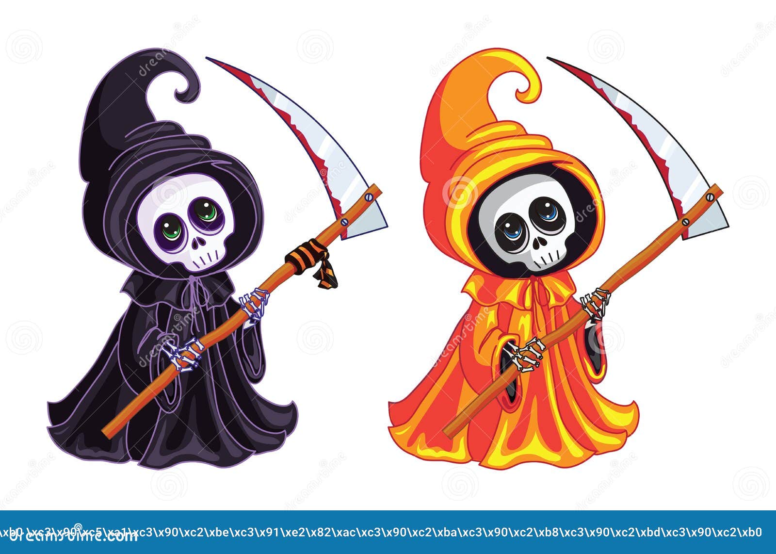 Grim Reaper. Two Characters of Different Colors. Stock Vector ...