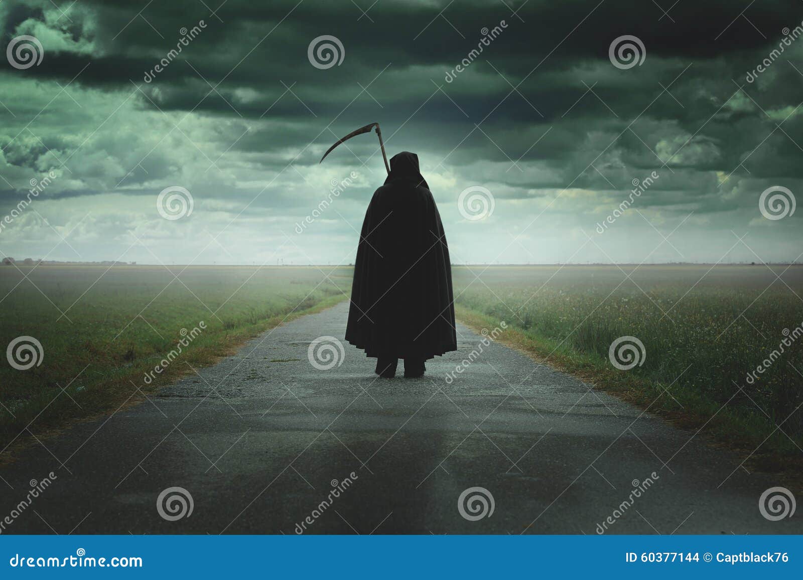 Grim Reaper Walking A Desolate Road Stock Photography | CartoonDealer ...