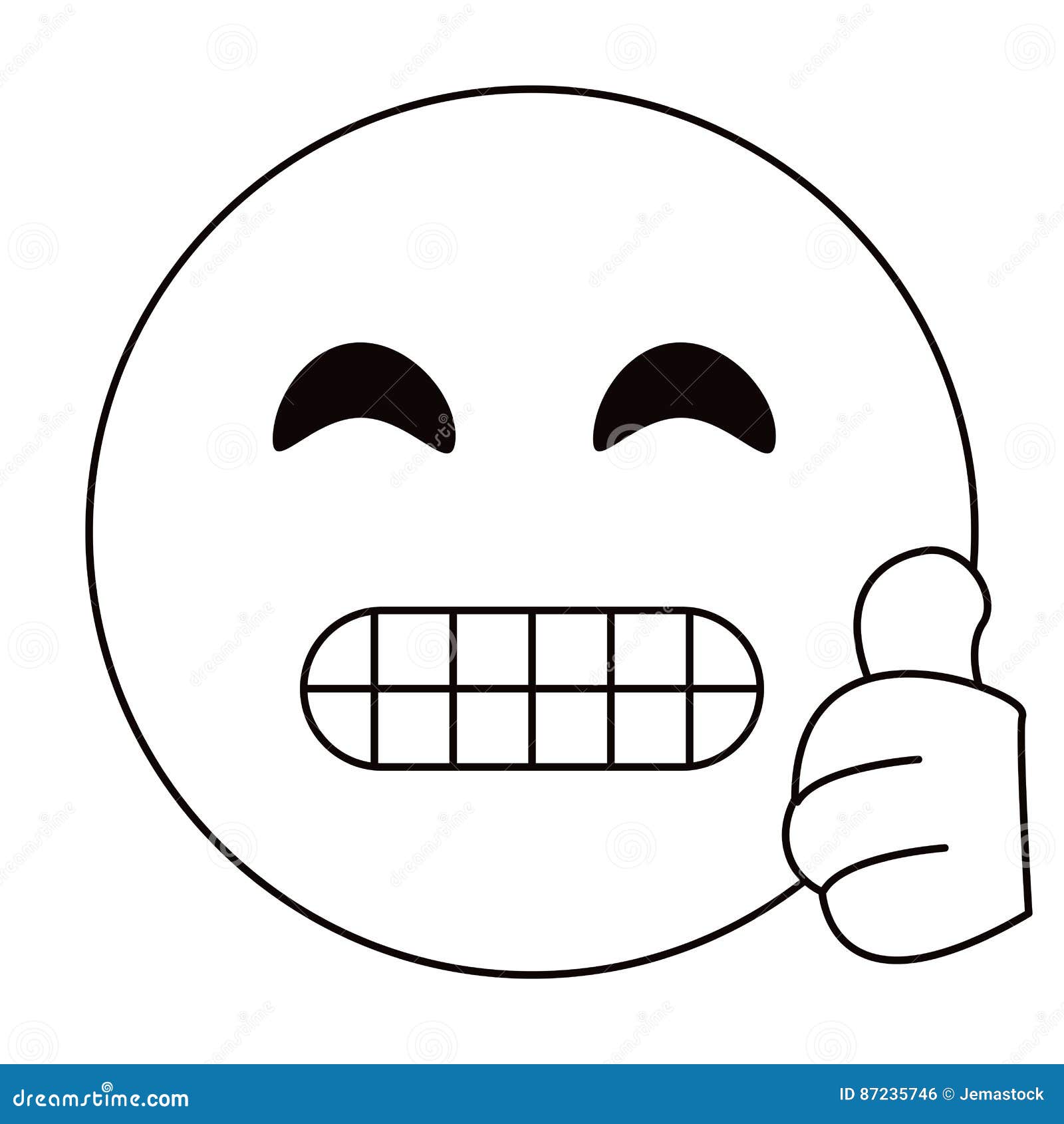 Grimacing Face Emoticon Funny Thin Line Stock Vector - Illustration of ...