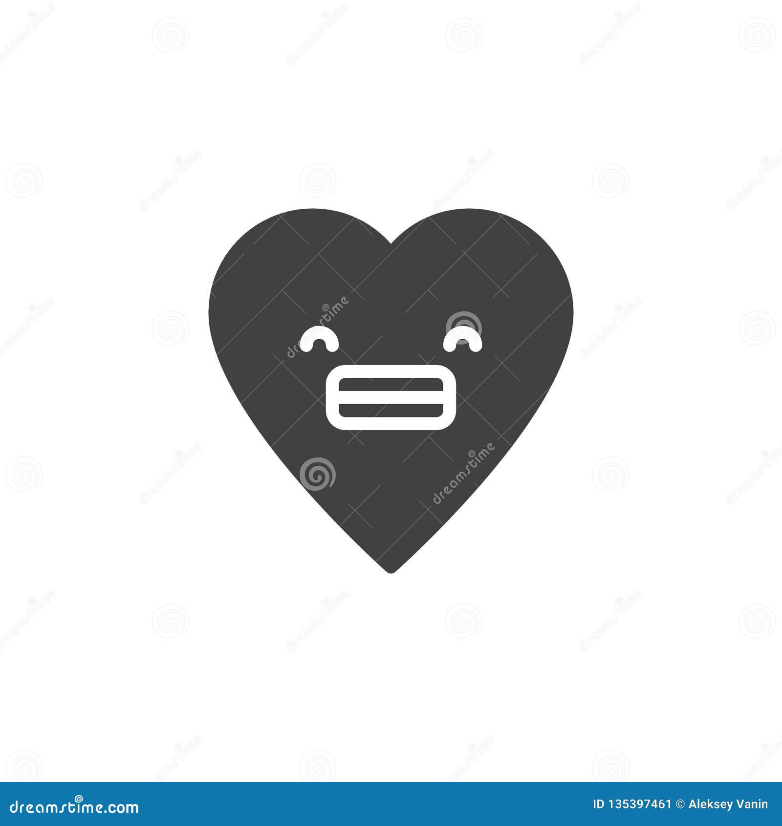 Grimacing Heart Face Emoji Line Icon Cartoon Vector | CartoonDealer.com ...