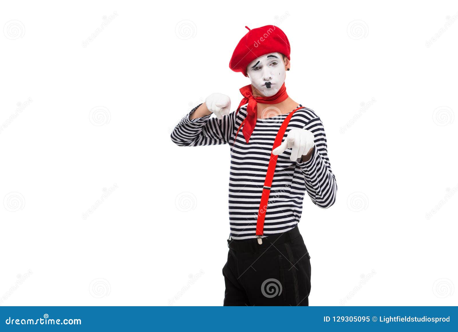 Grimacing Mime Pointing on Camera Stock Image - Image of ...