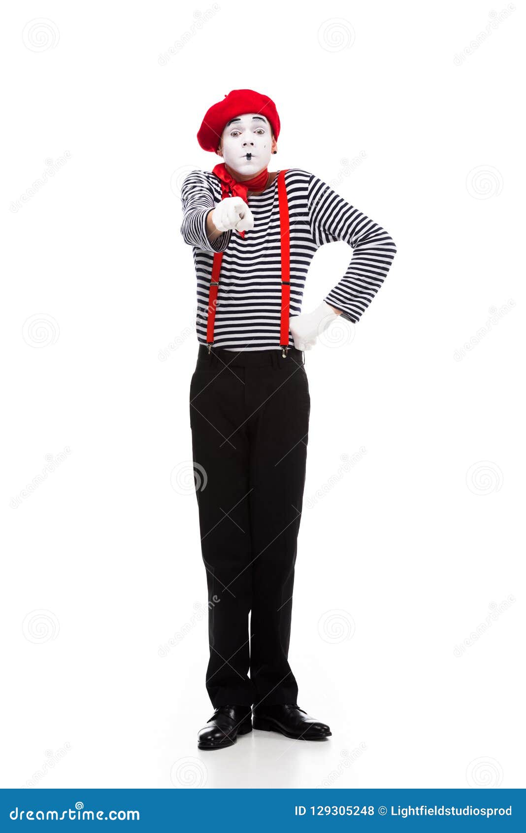 Grimacing Mime Pointing on Camera Stock Photo - Image of caucasian ...