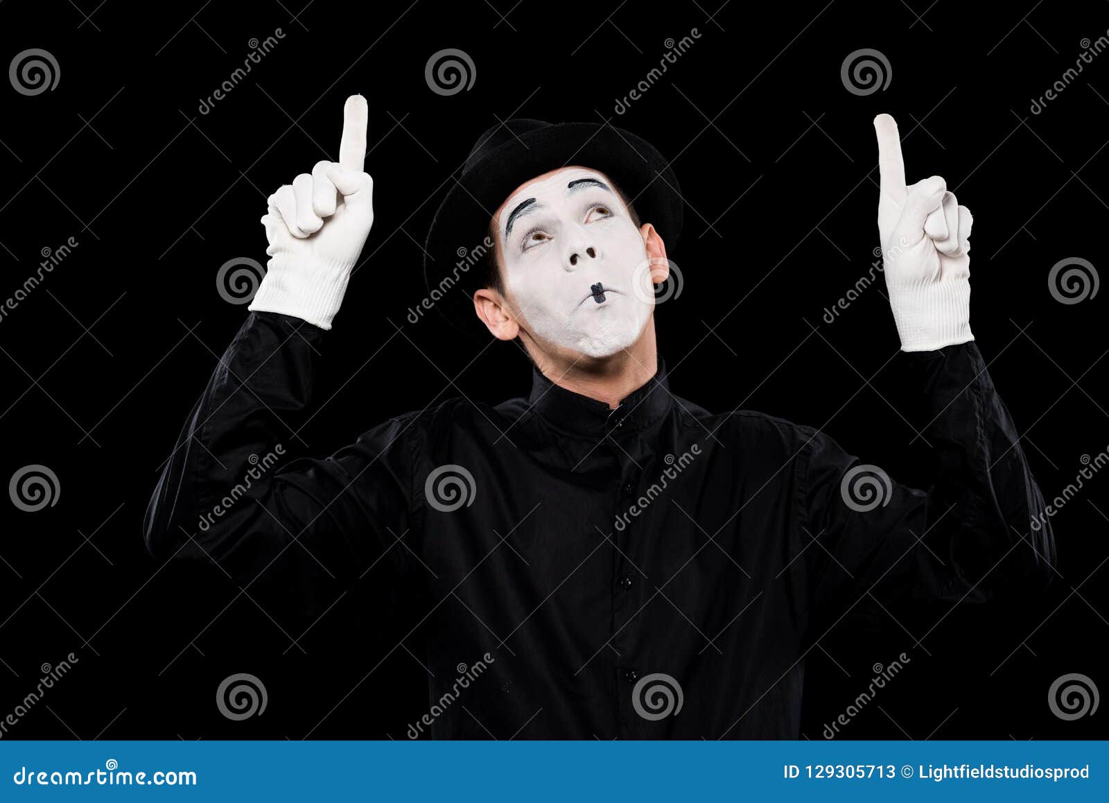 Grimacing Mime Pointing on Something Stock Image - Image of makeup ...