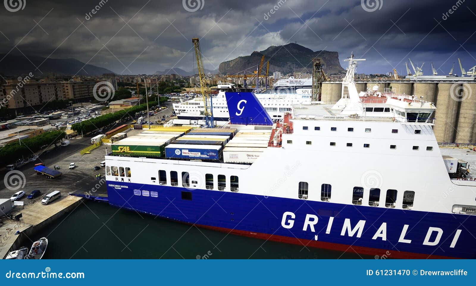 Grimaldi Ferry editorial image. Image of italy, harbor - 61231470