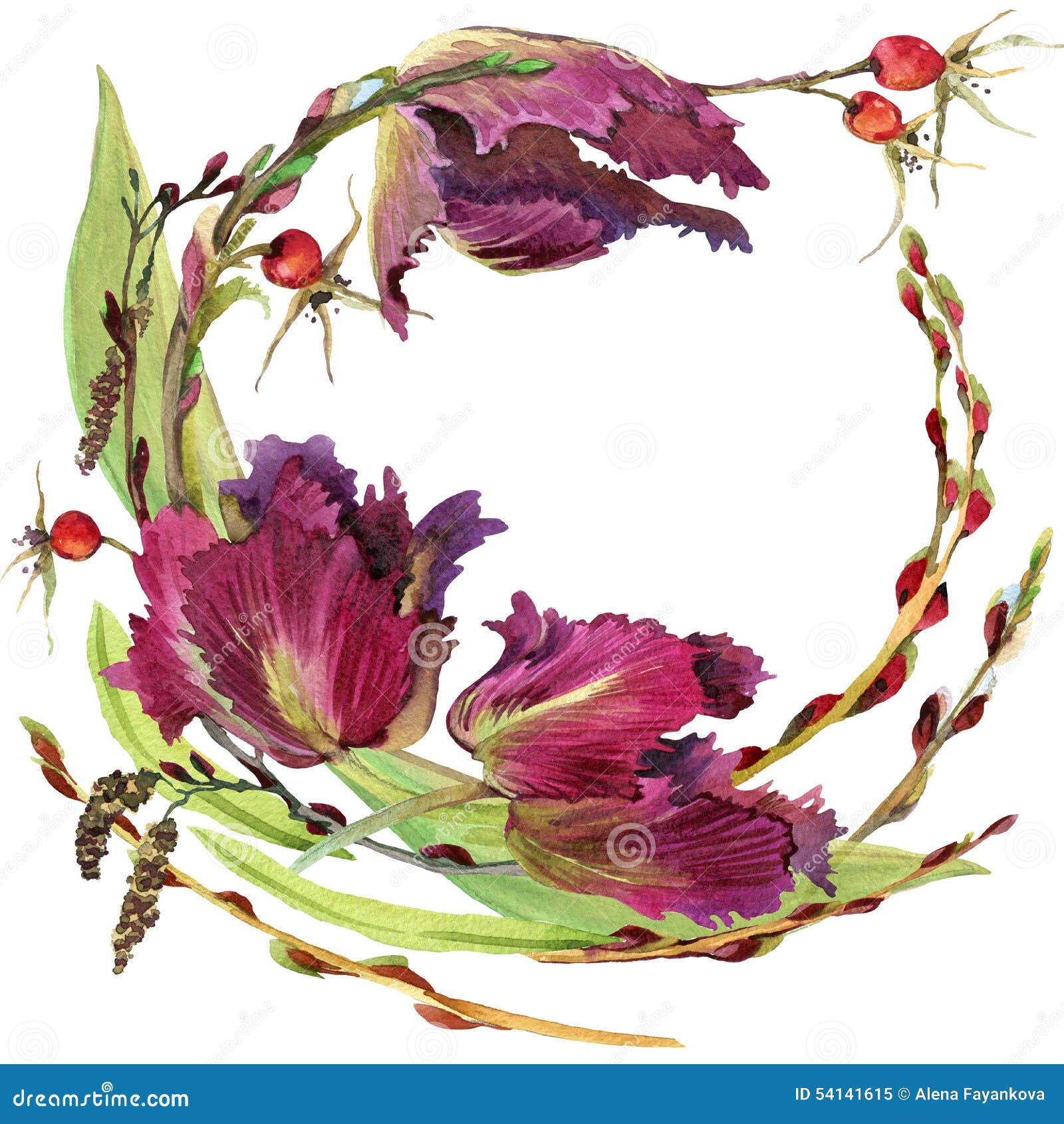 Grinalda Da Flor Da Aquarela Ilustração Stock - Ilustração de loja ...