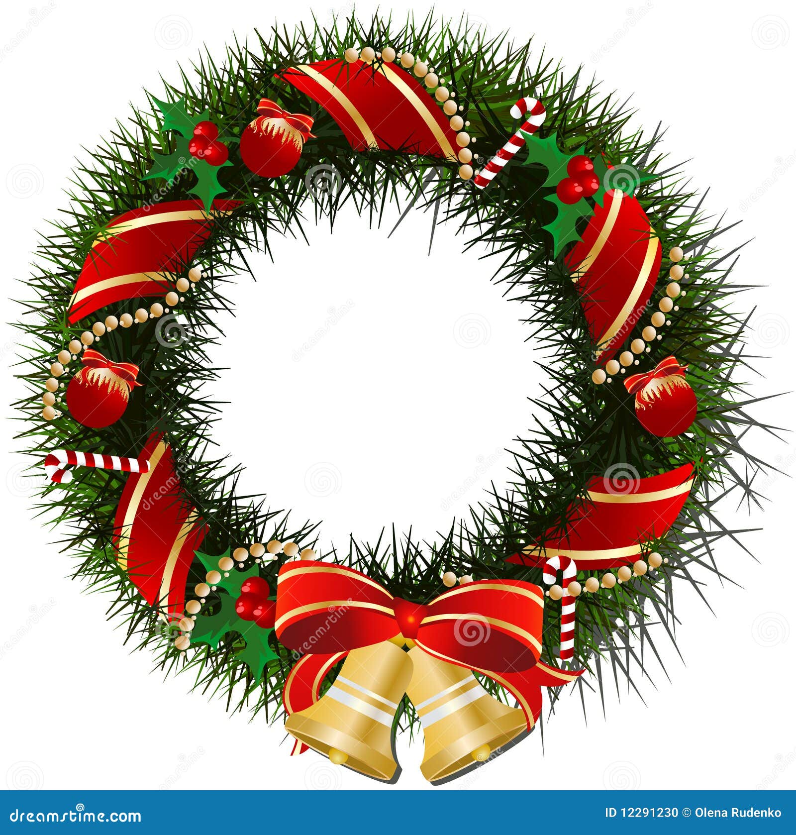 Grinalda Do Natal Com Sinos Ilustração do Vetor - Ilustração de ...