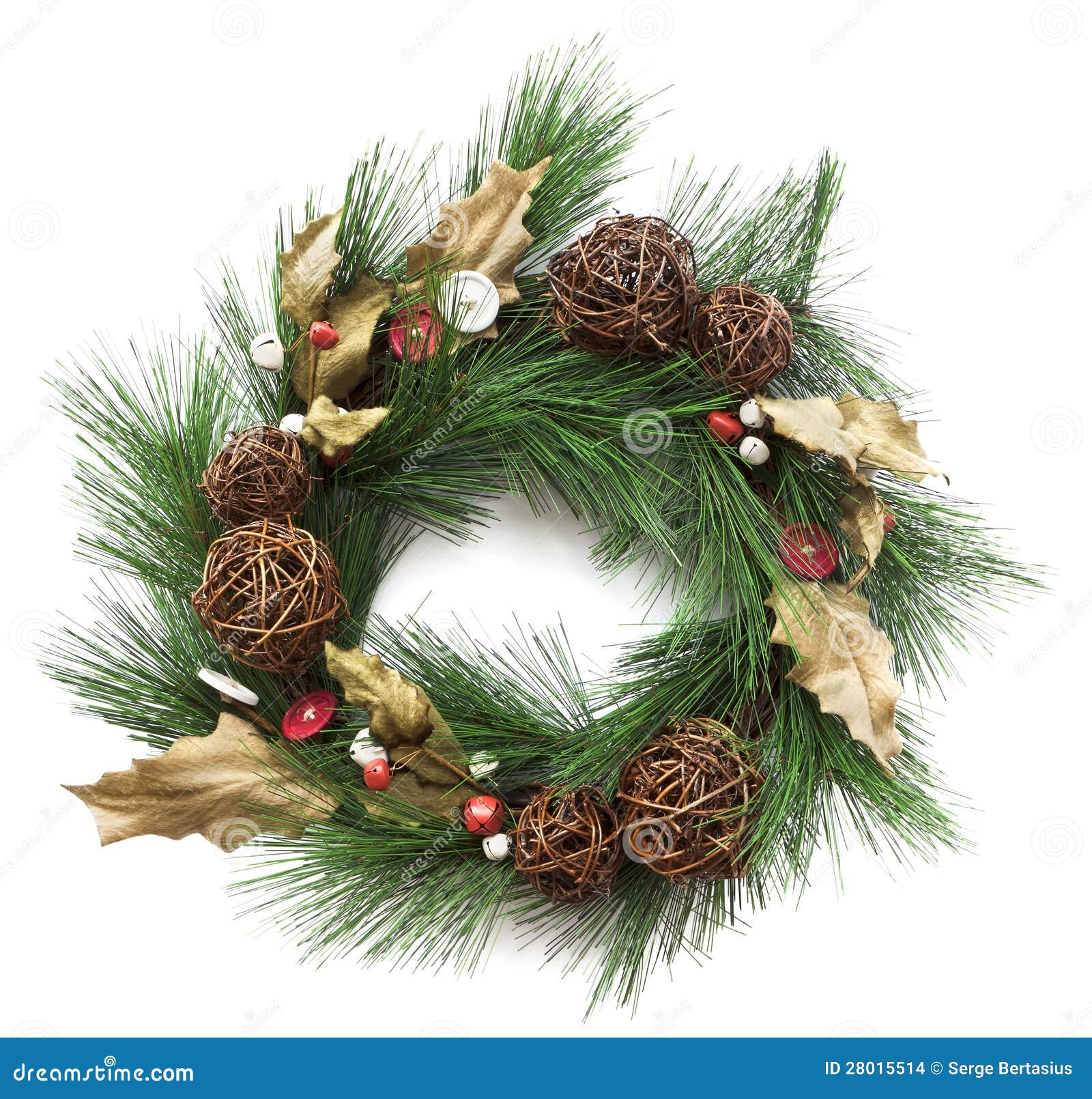 Grinalda Do Natal No Fundo Branco Foto de Stock - Imagem de xmas, sino ...