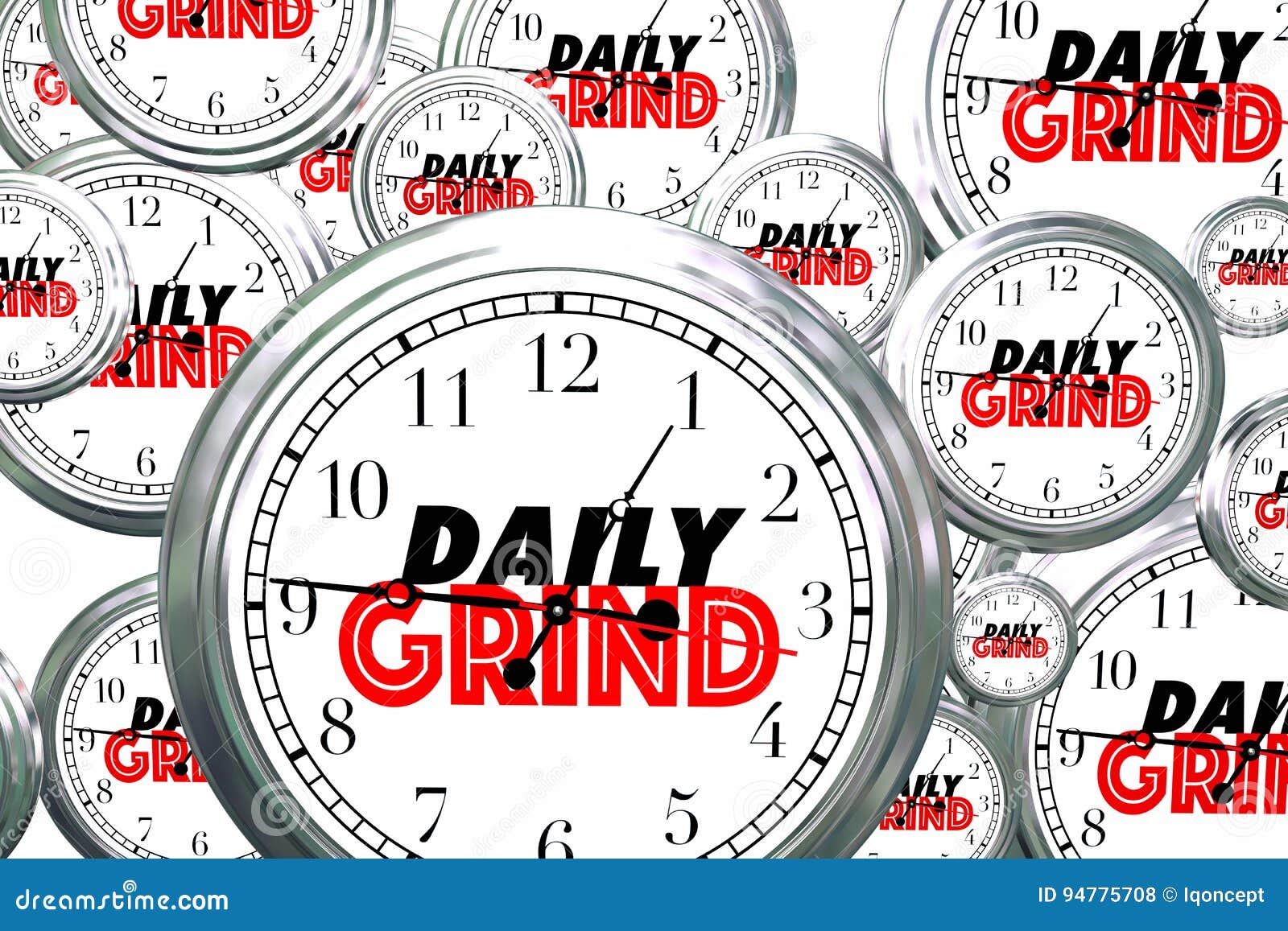 Daily Grind Clocks Flying Wasting Time Routine Ritual 3d Illustration ...