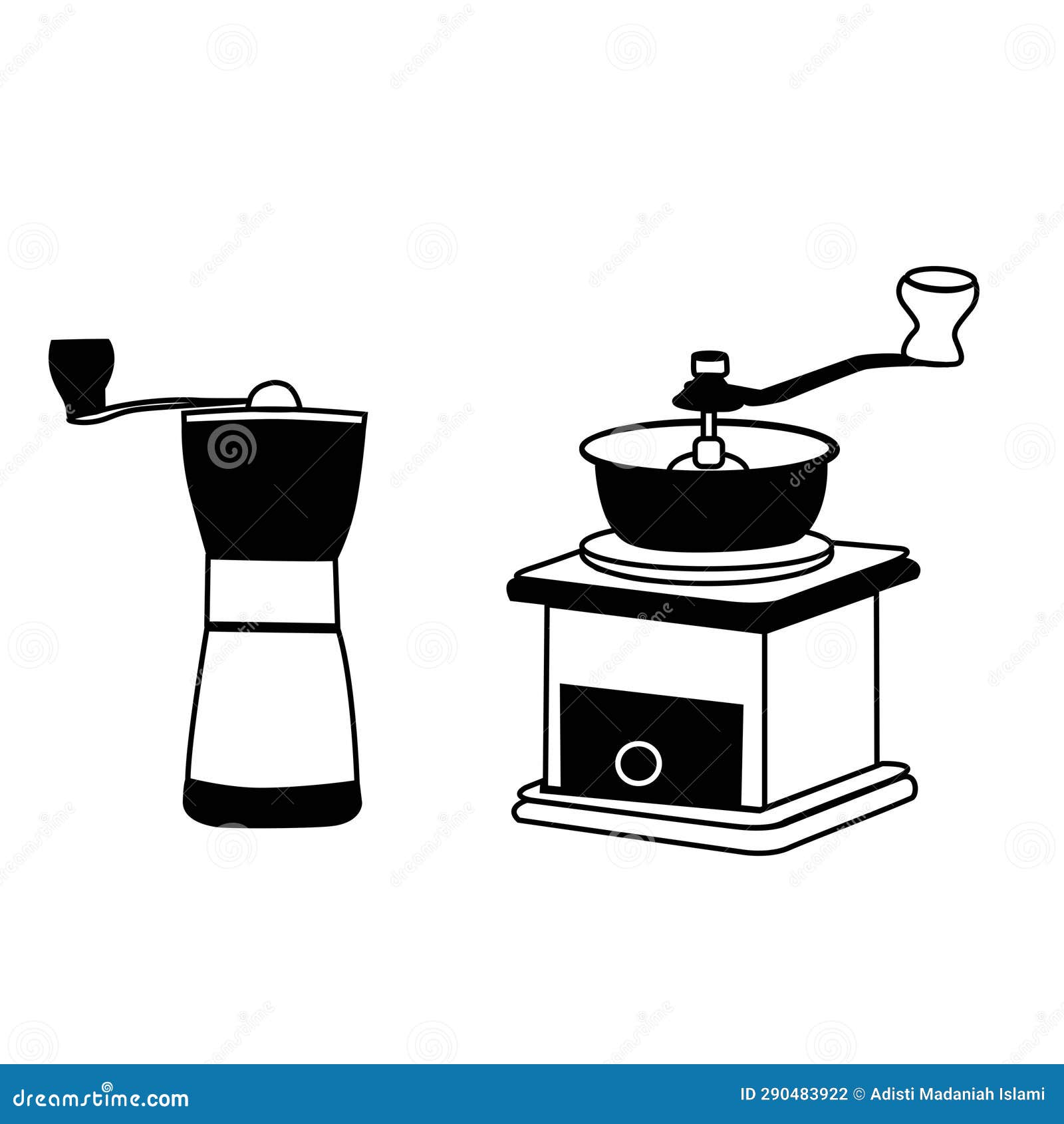 Grind Together: Pair of Coffee Grinder Vectors Stock Vector ...