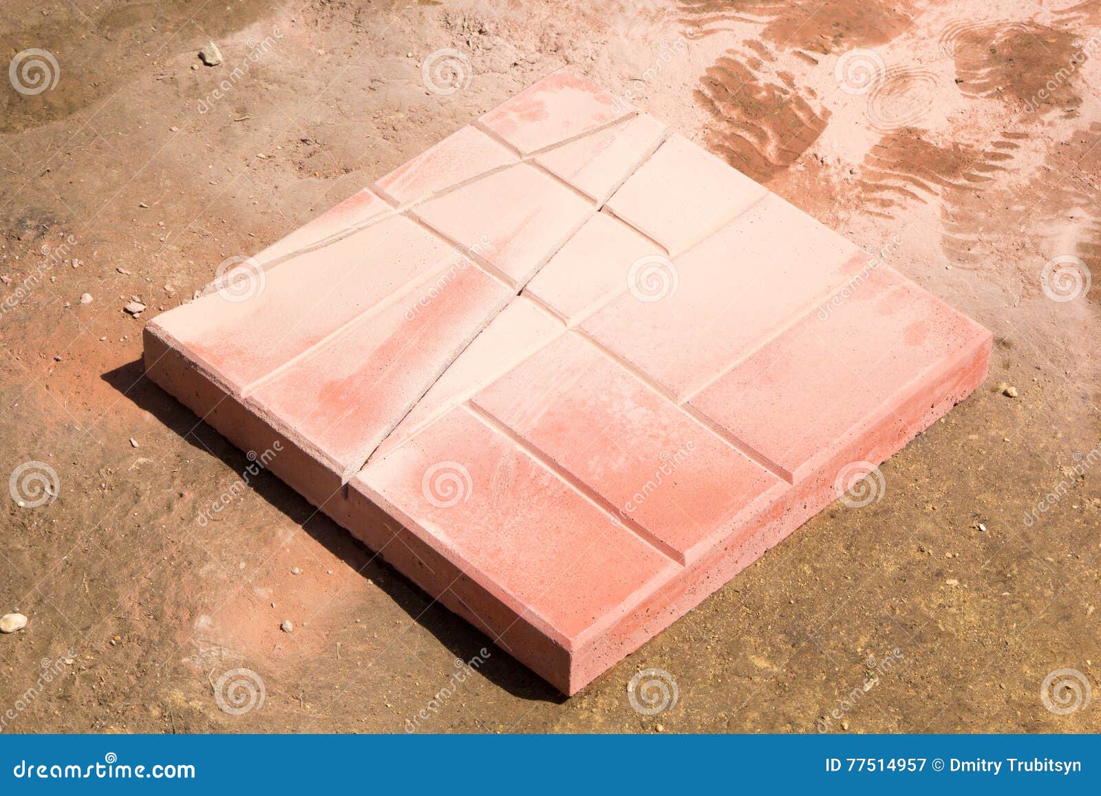 Grinder Cut Red Concrete Paving Slabs Stock Image - Image of texture ...
