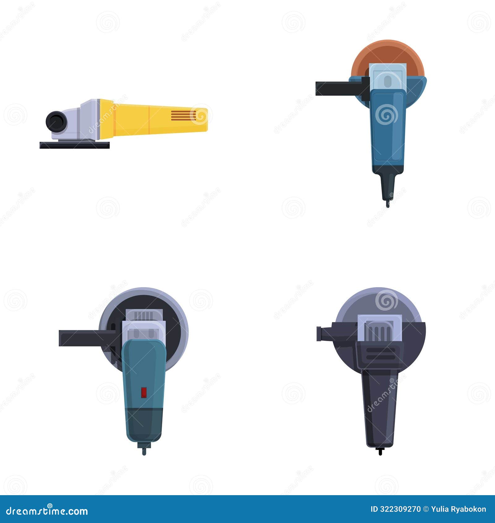 Grinder Tool Icons Set Cartoon Vector. Equipment for Cutting and ...
