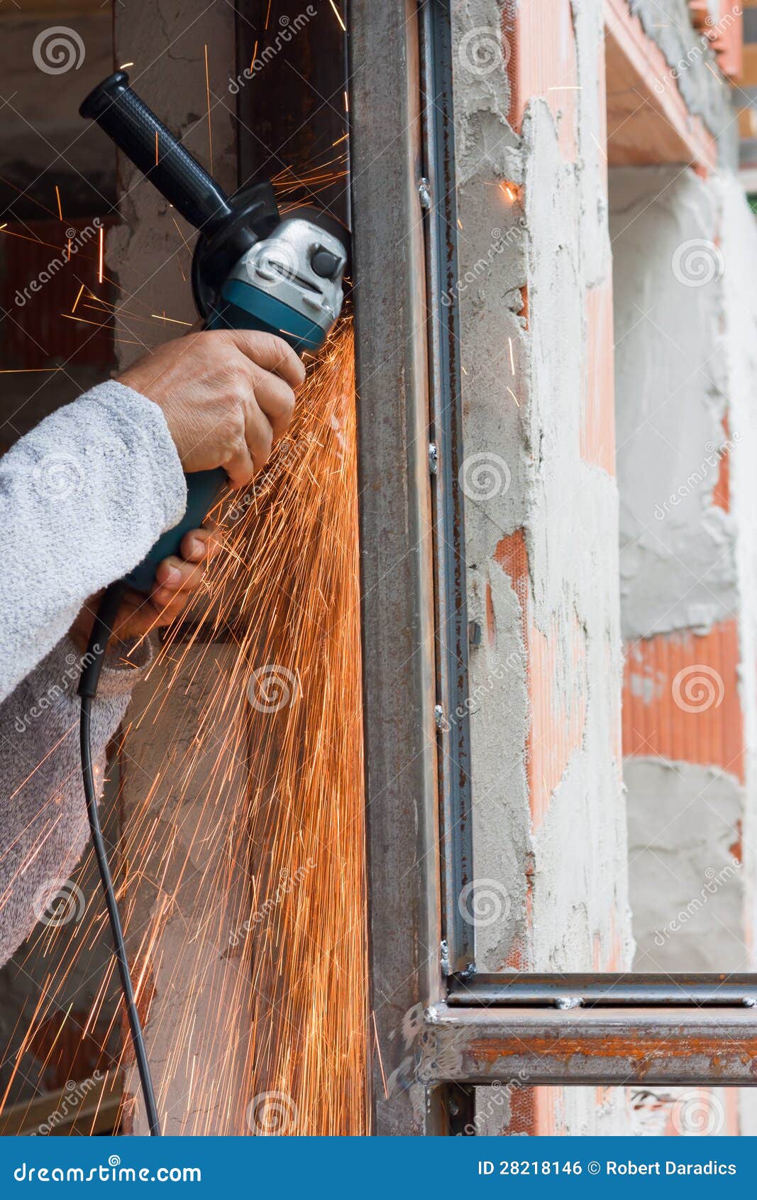 Grinding stock photo. Image of hold, coveralls, metallic - 28218146