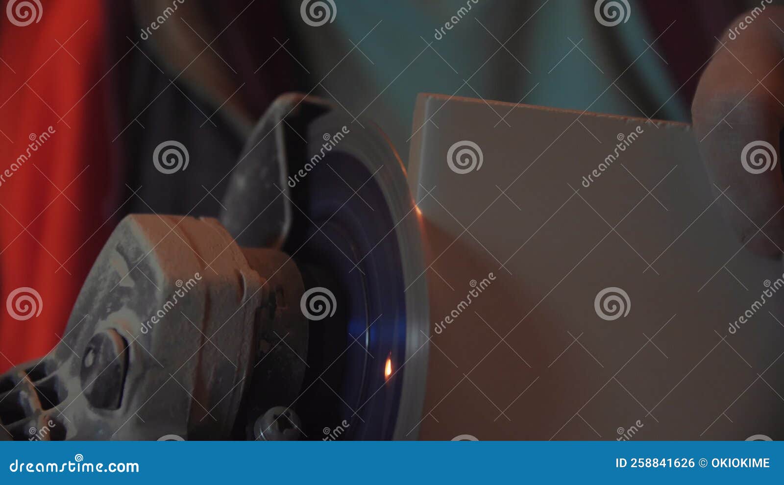 Grinding Ceramic Tile Edge with Disk Saw in Workshop Stock Footage ...