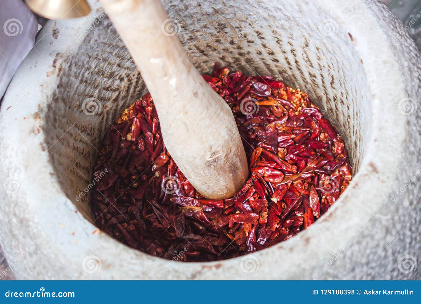 Grinding Dried Red Chillies. Stock Photo - Image of chilli, kitchen ...