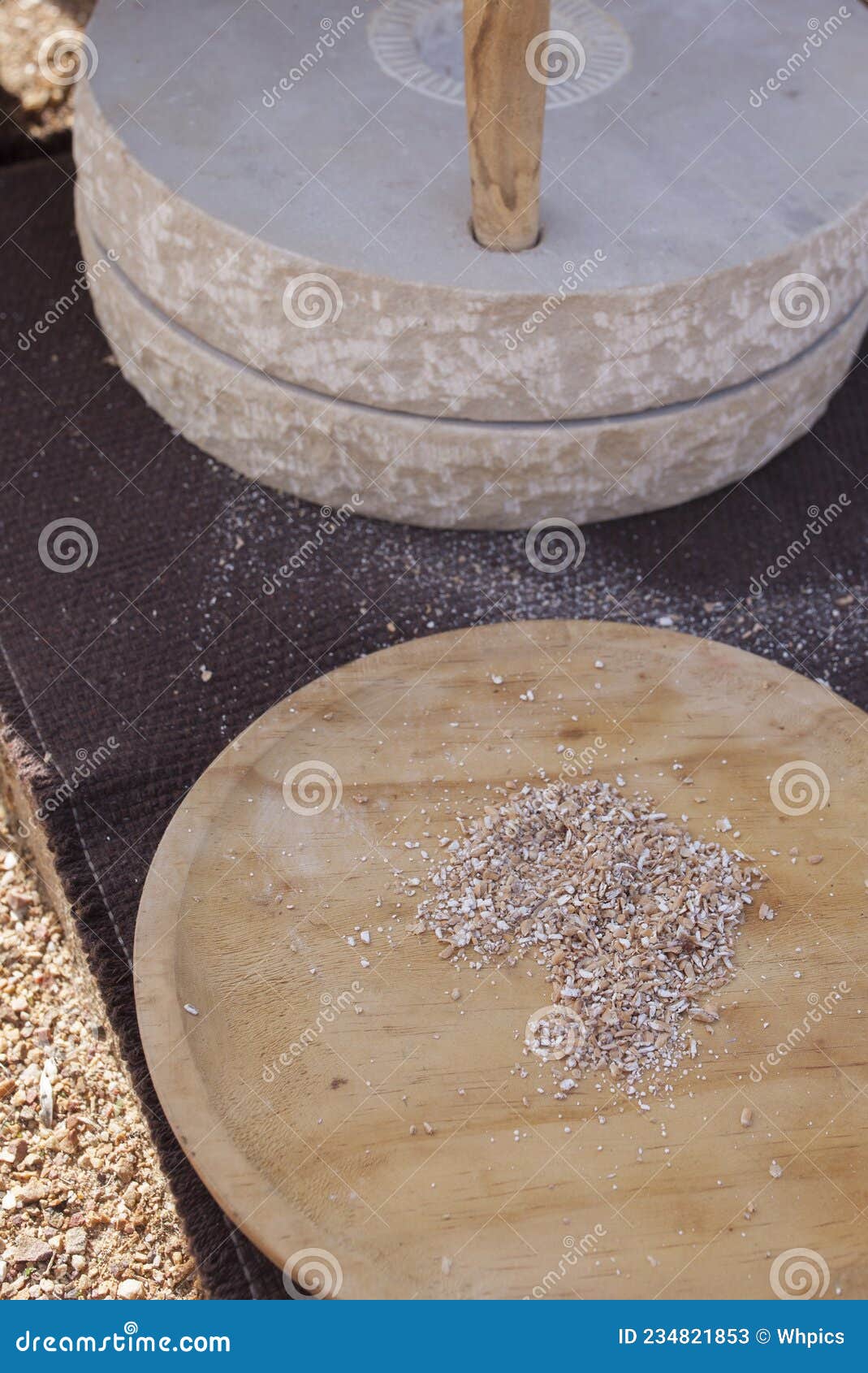 The Ancient Hand Mill And Milled Grain With Flour Royalty-Free Stock ...