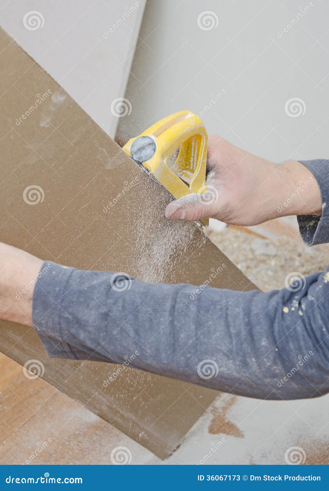 Grinding Gypsum for Smoothing Surface Stock Image - Image of plastering ...
