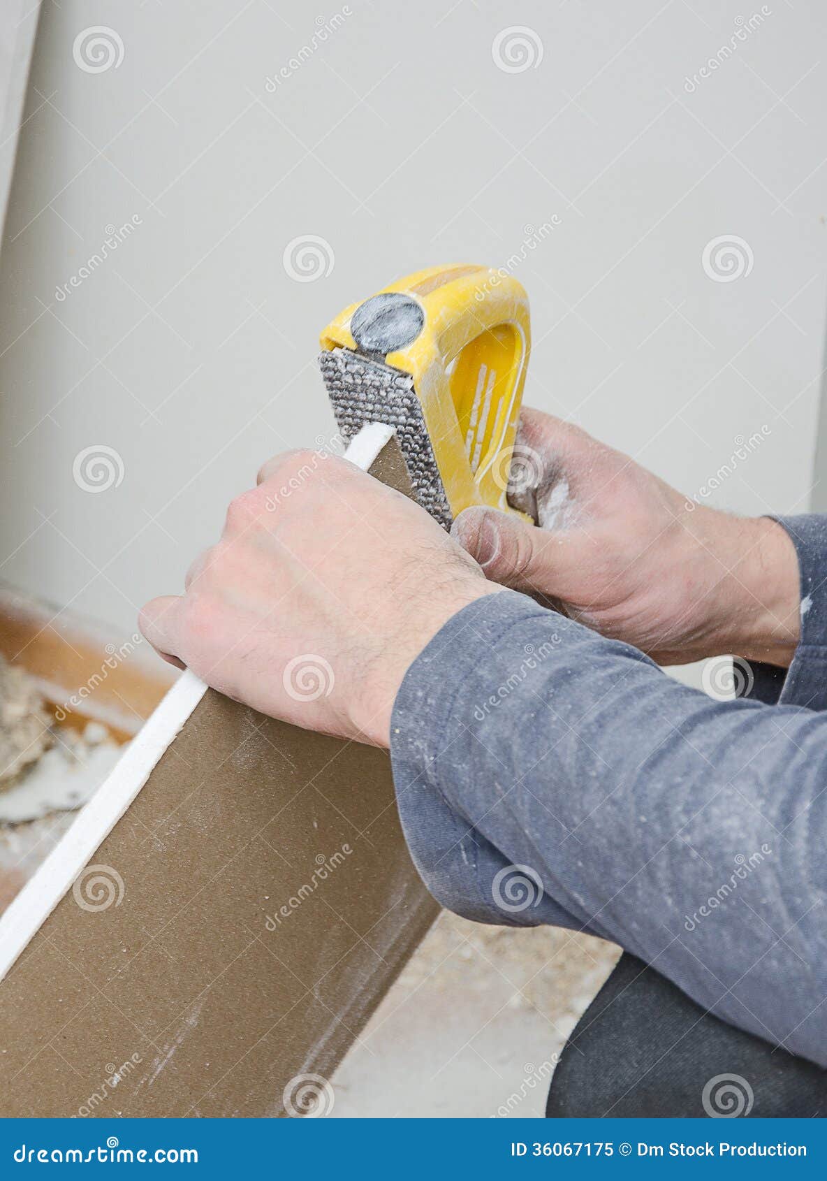 Grinding Gypsum for Smoothing Surface Stock Image - Image of home ...