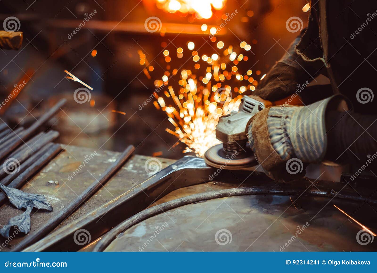 Grinding of iron stock image. Image of light, manufacturing - 92314241