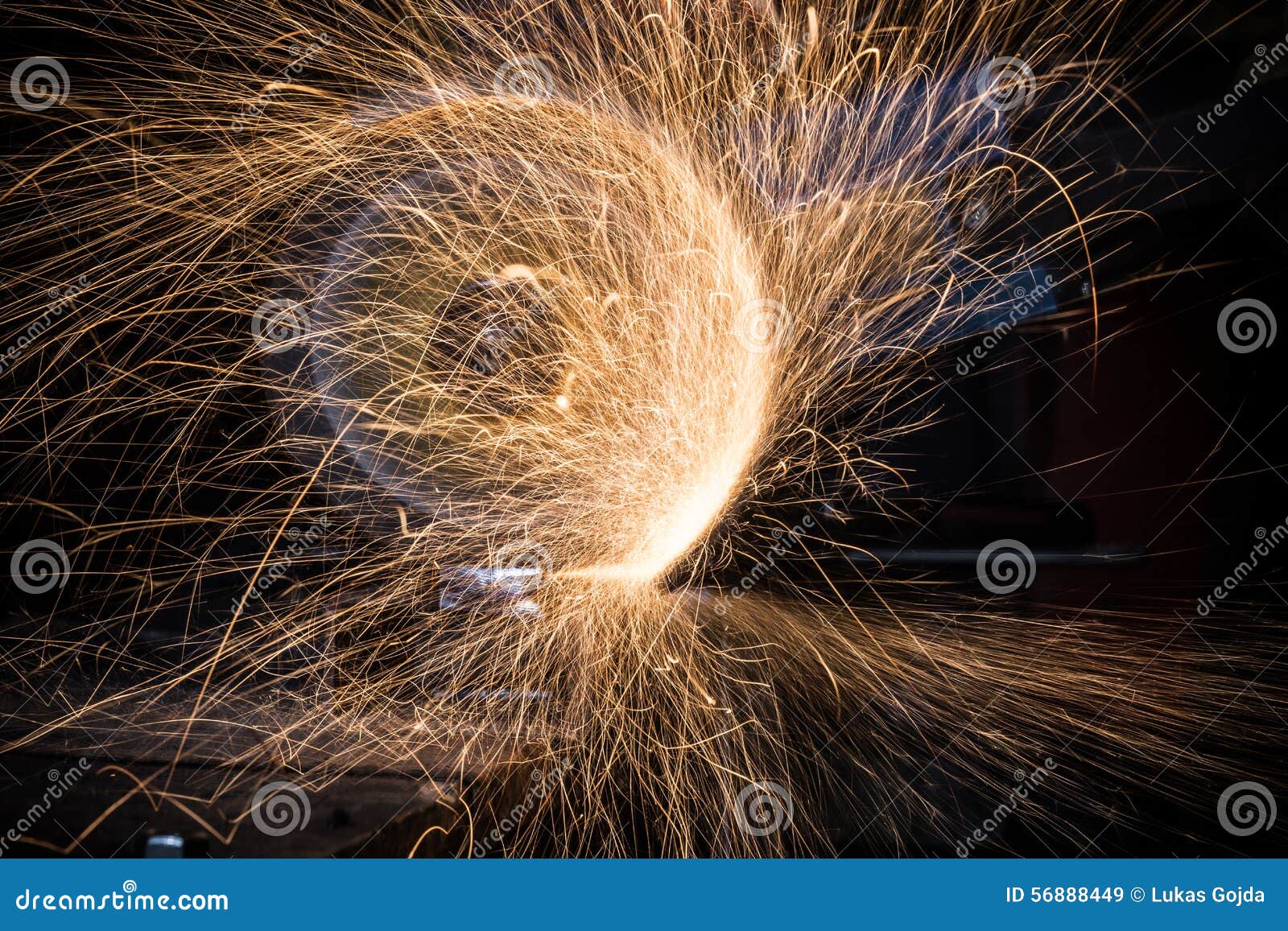 Grinding Machine in Action with Bright Sparks. Stock Image - Image of ...
