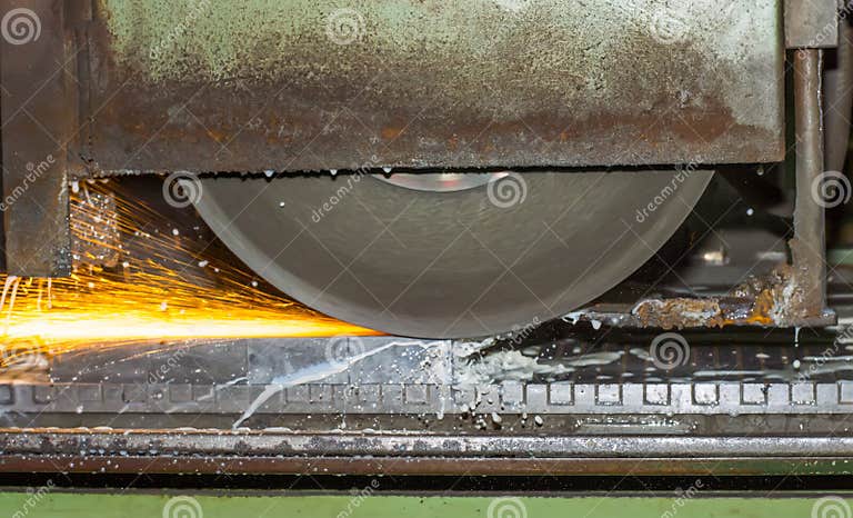 Grinding Machine on Work and Spark Stock Photo - Image of automated ...