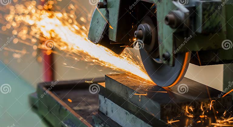 Grinding Machine on Work and Spark Stock Photo - Image of cutting ...