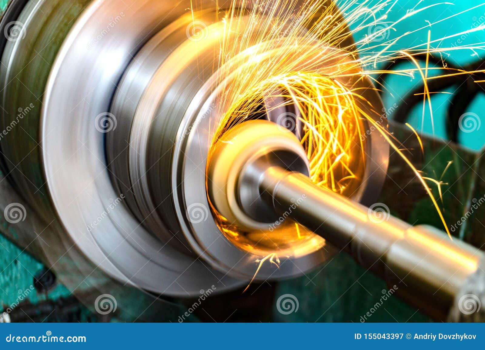 Grinding Metal on the Machine, Abrasive Stone on the Rim with Sparks ...