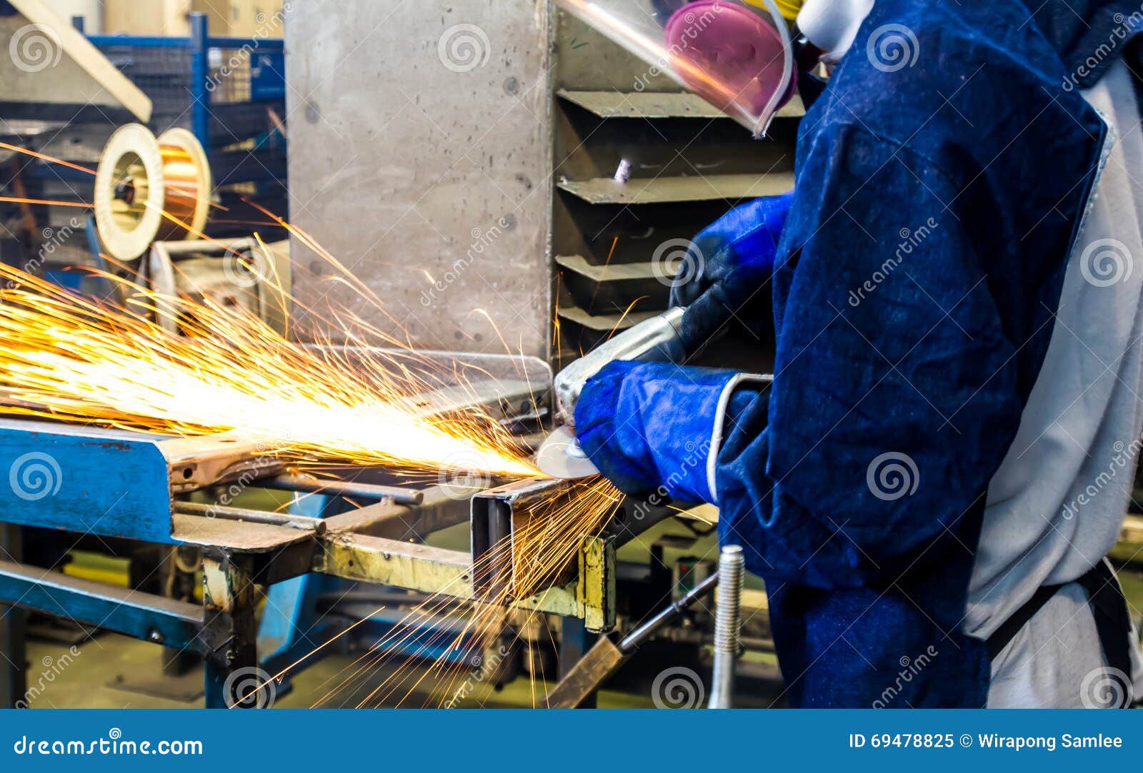 Grinding metal stock image. Image of blue, light, production - 69478825