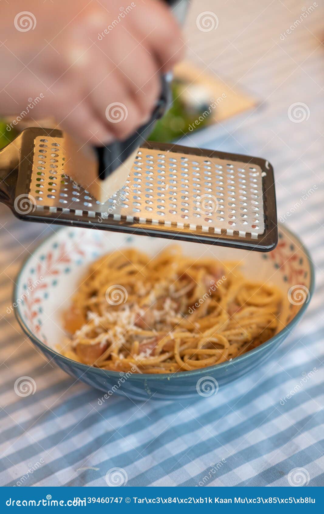 Grating Parmesan Cheese To Carbonara Stock Image - Image of italian ...