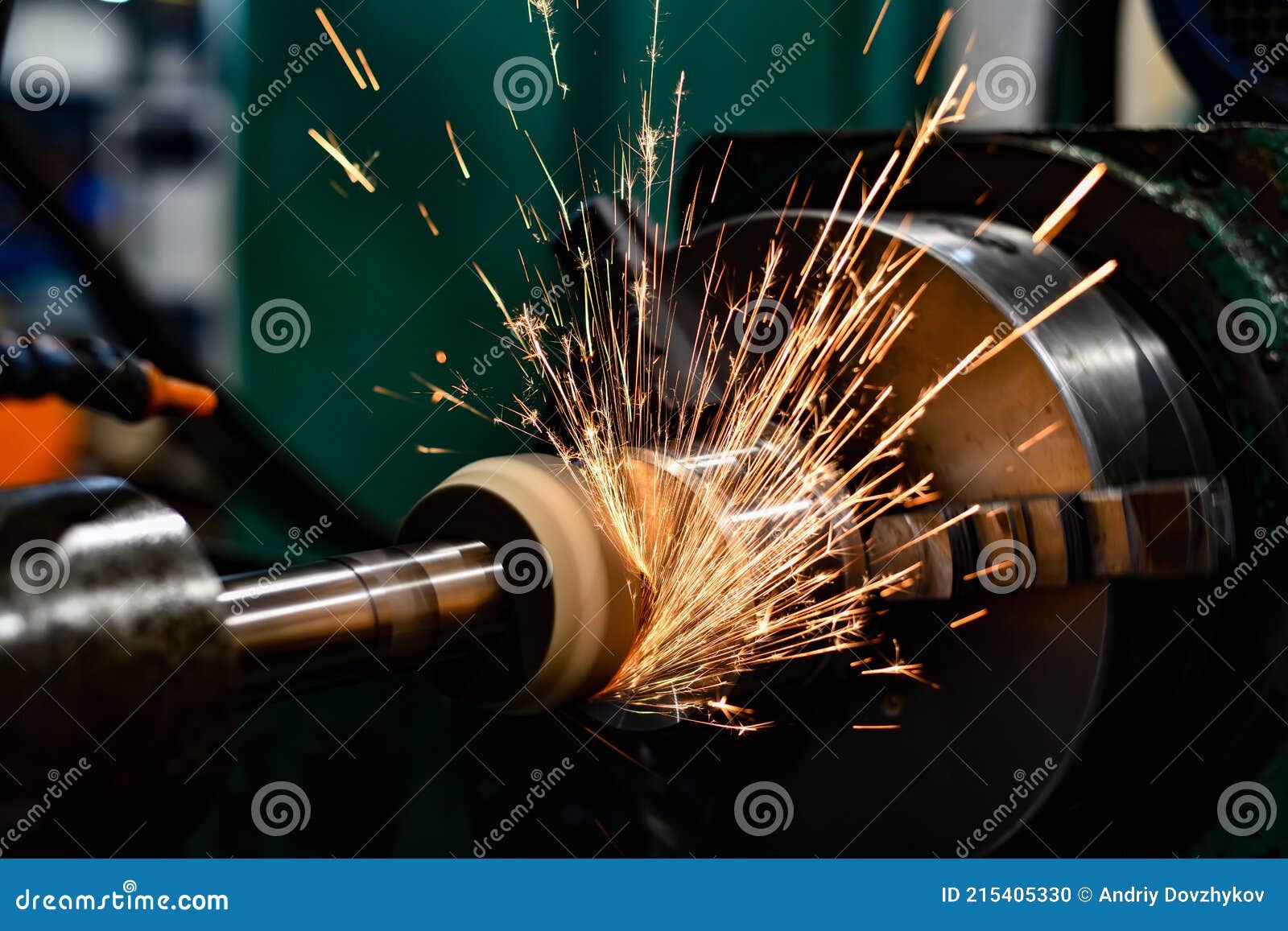 Grinding of Parts on a Machine, Sparks from an Abrasive Wheel Stock ...
