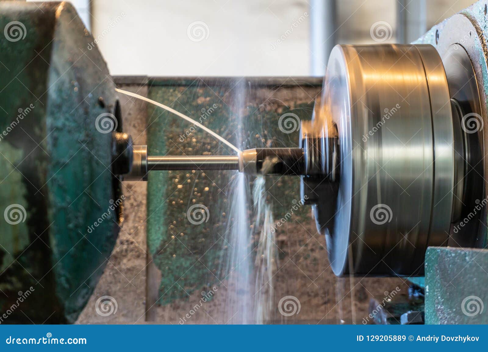 Grinding Parts on the Machine with Water. Side View. Stock Image ...
