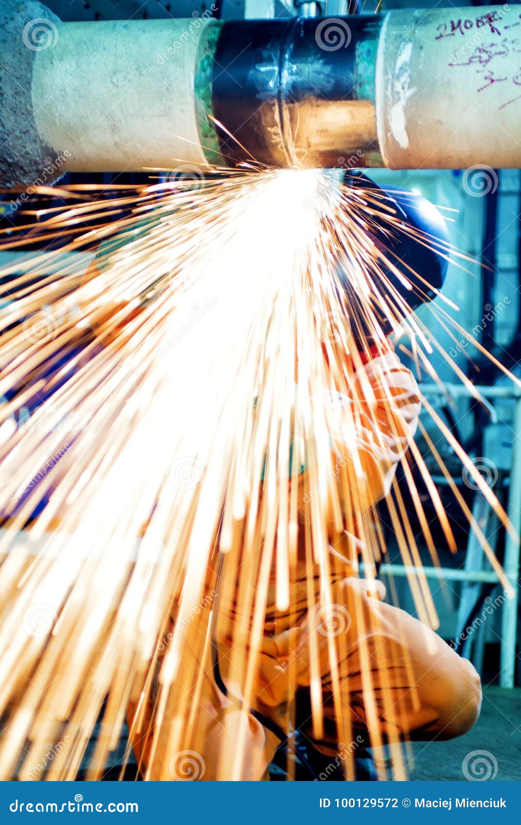 Grinding pipe vessel stock photo. Image of grinder, manual - 100129572