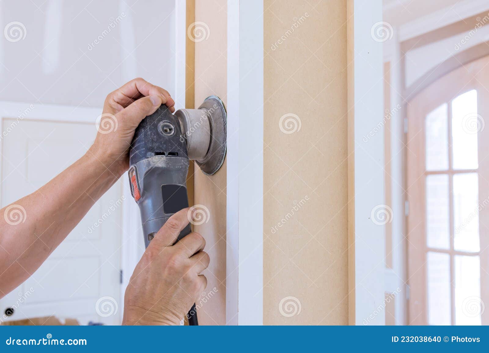 Grinding a Polishing Machine of the Molding Trim Framing Stock Photo ...