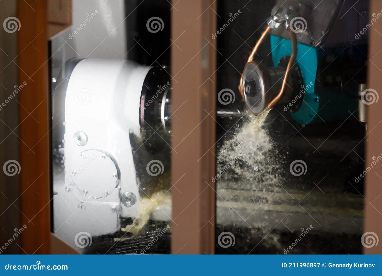 Grinding Process with Coolant Stock Image - Image of iron ...