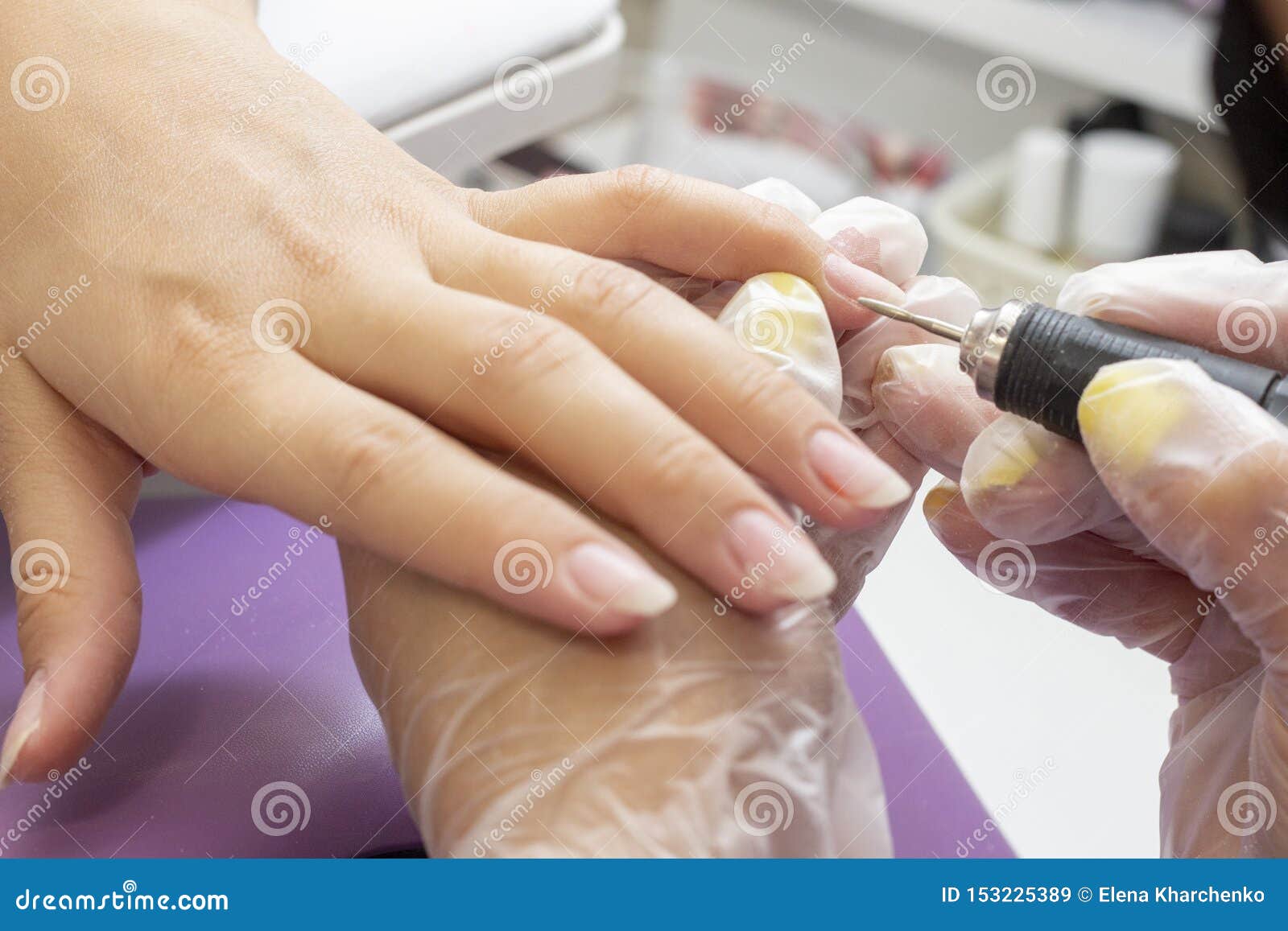 Grinding and Processing of the Nail Plate. Manicure Master Makes ...