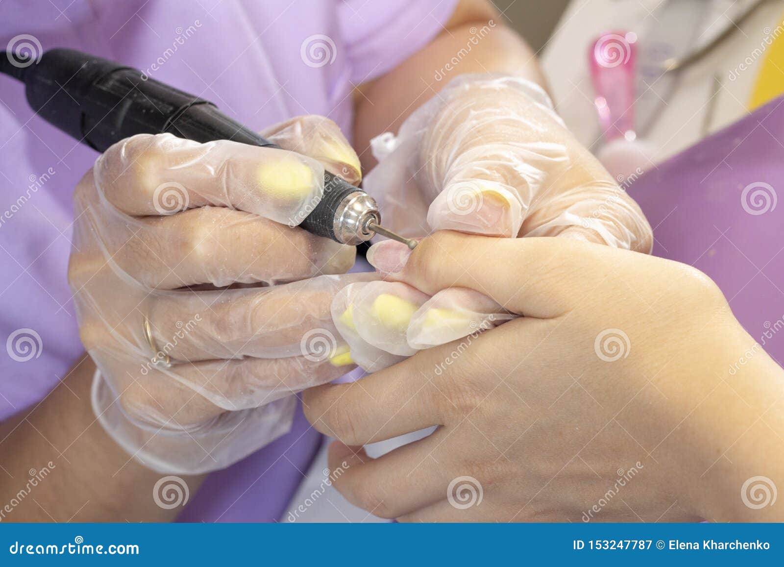 Grinding and Processing of the Nail Plate. Manicure Master Makes ...