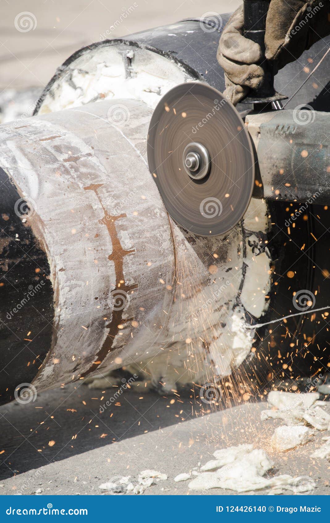Grinding with sparks stock photo. Image of industrial - 124426140
