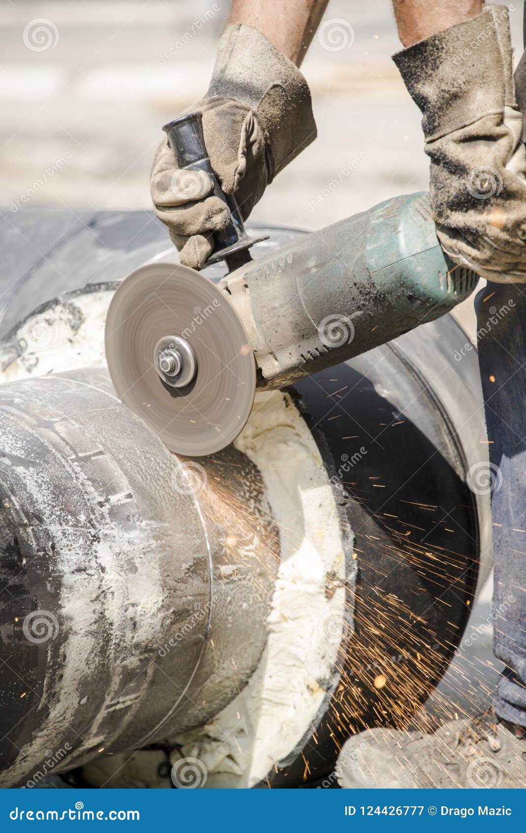 Grinding with sparks stock image. Image of flash, construction - 124426777