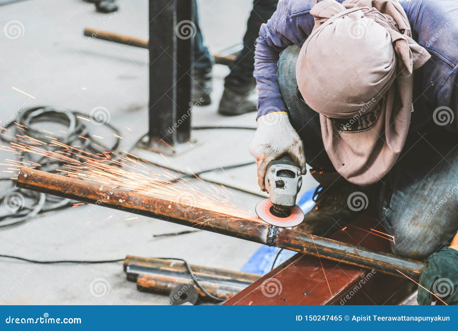 Grinding Steel and Steel Welding Stock Image - Image of head, grind ...