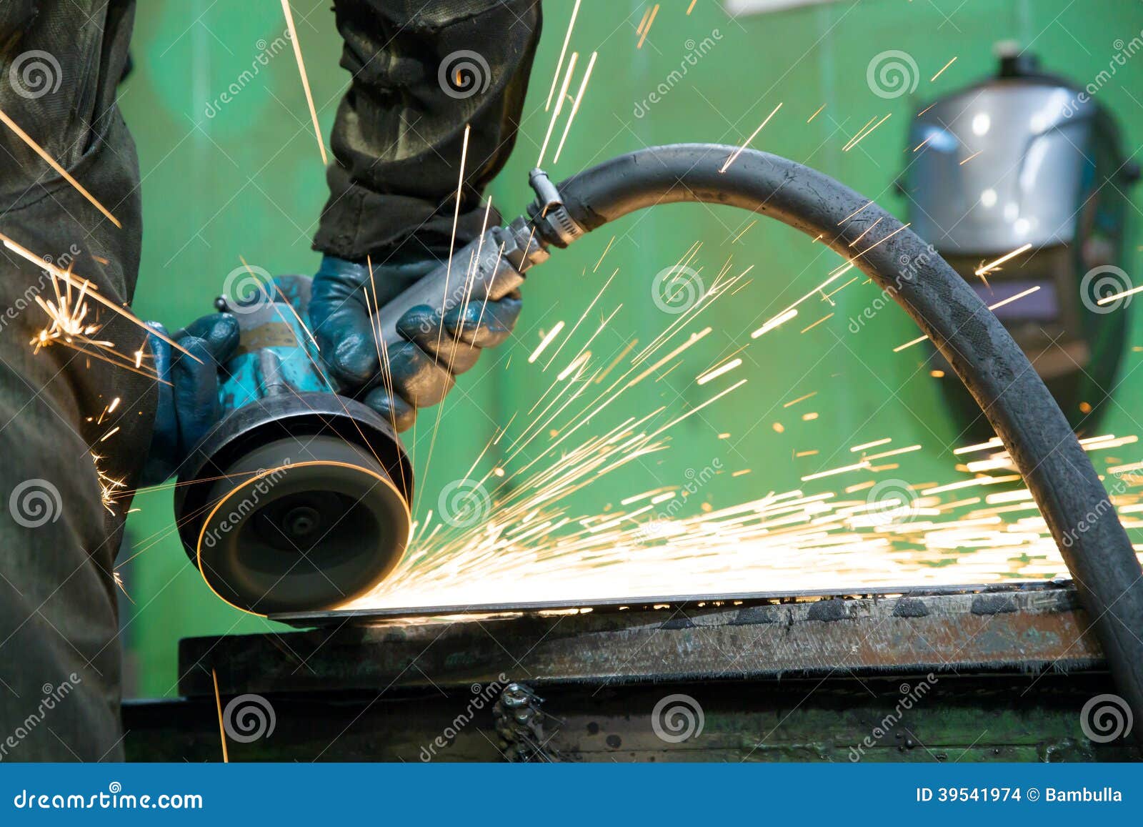 Grinding Steel Works in Workshop Stock Photo - Image of production ...