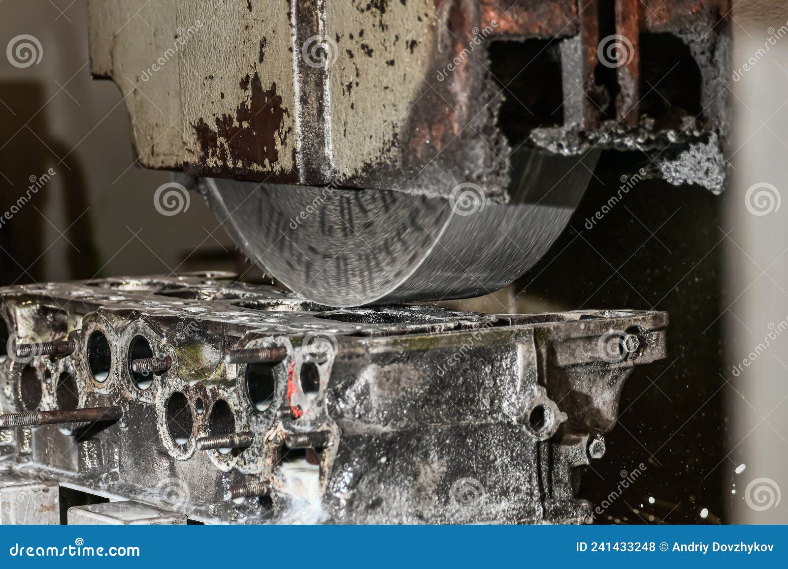 Grinding the Surface of the Cylinder Head on a Surface Grinder Stock ...
