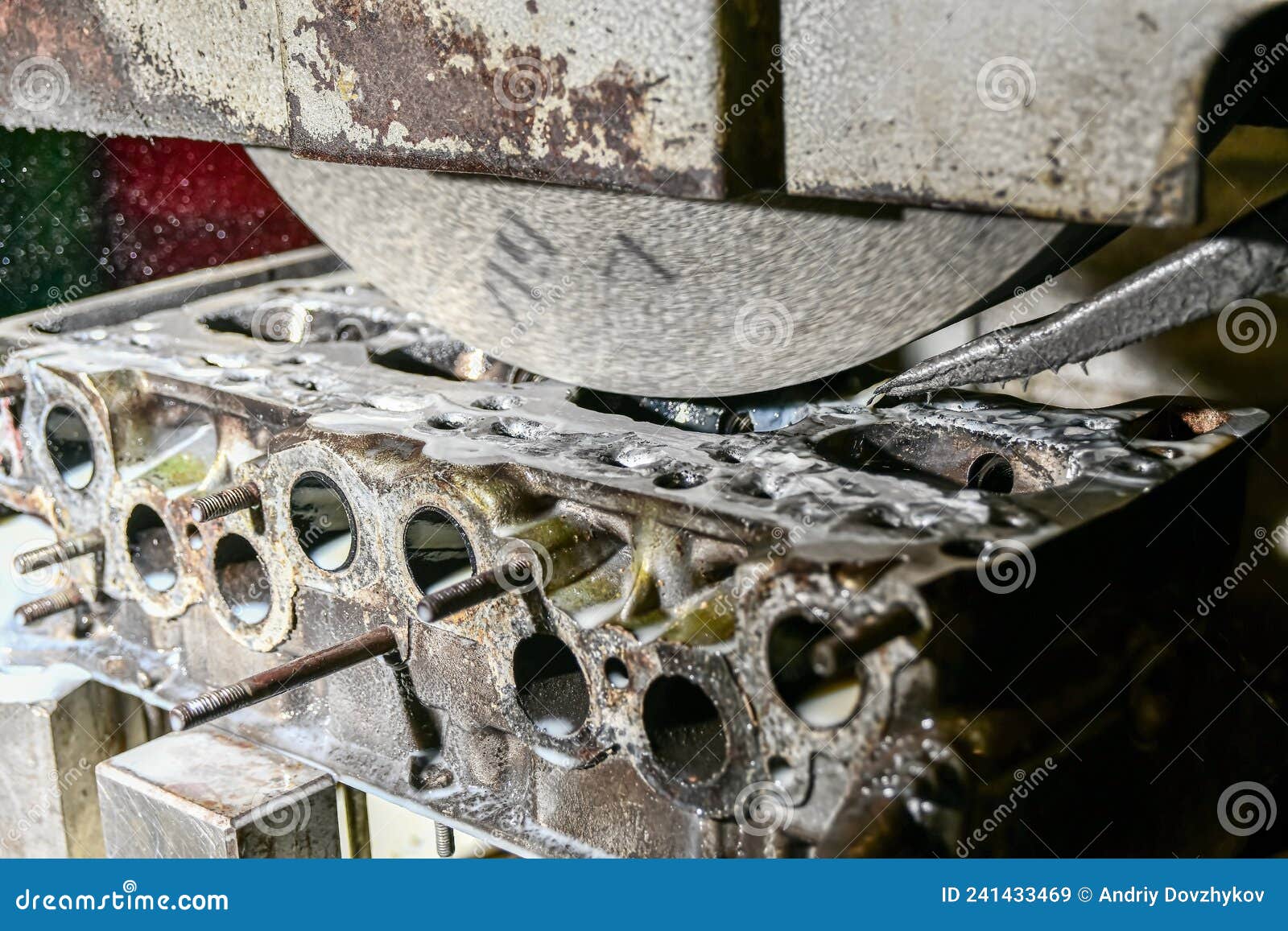 Grinding the Surface of the Cylinder Head on a Surface Grinder Stock ...