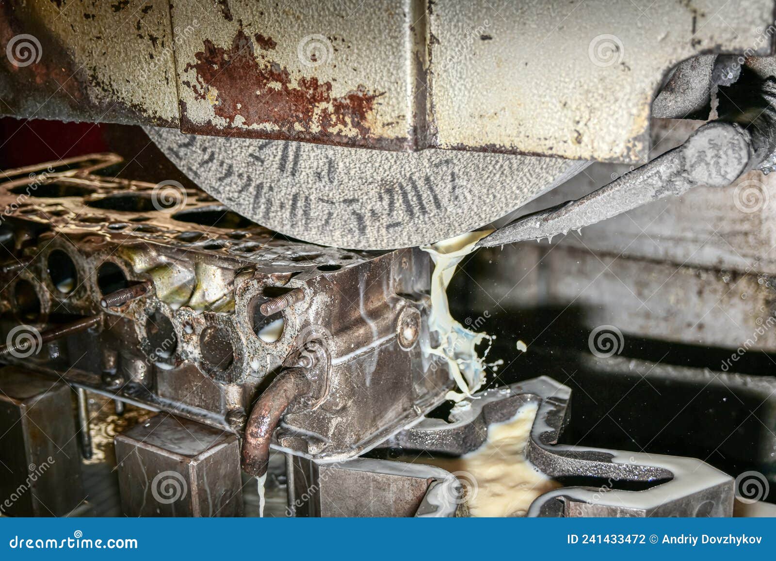 Grinding the Surface of the Cylinder Head on a Surface Grinder Stock ...