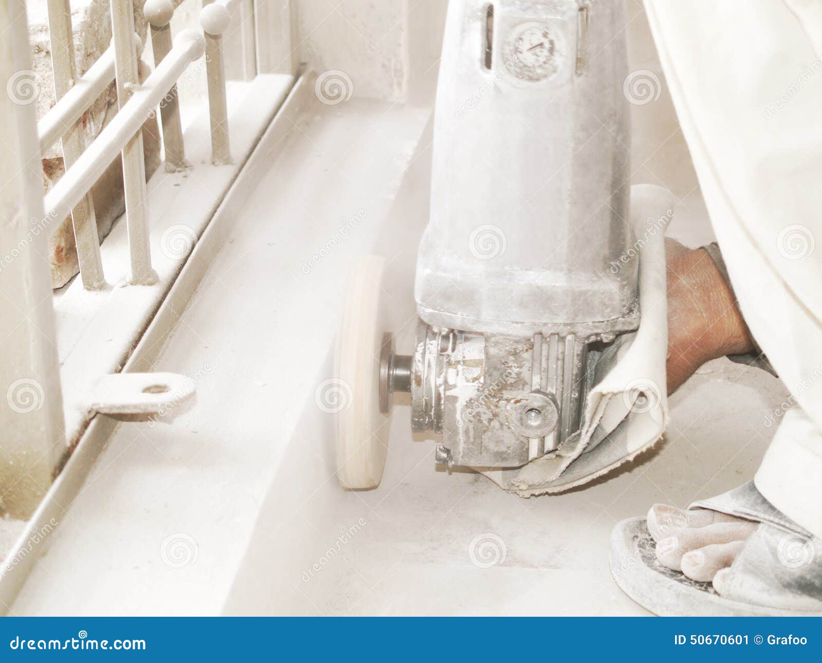 Grinding the Tiled Floor stock image. Image of abrasive - 50670601