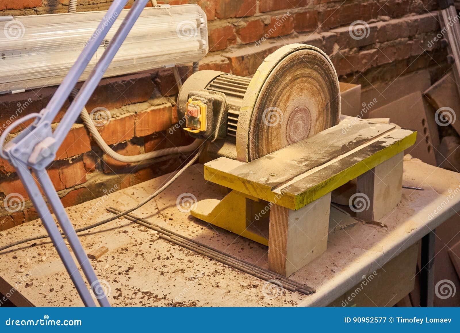 Grinding wheel with lamp stock image. Image of technology - 90952577