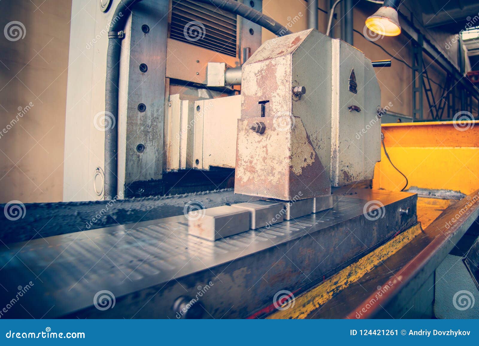 A Grinding Wheel Produces Metal Scrap on the Machine. Stock Image ...