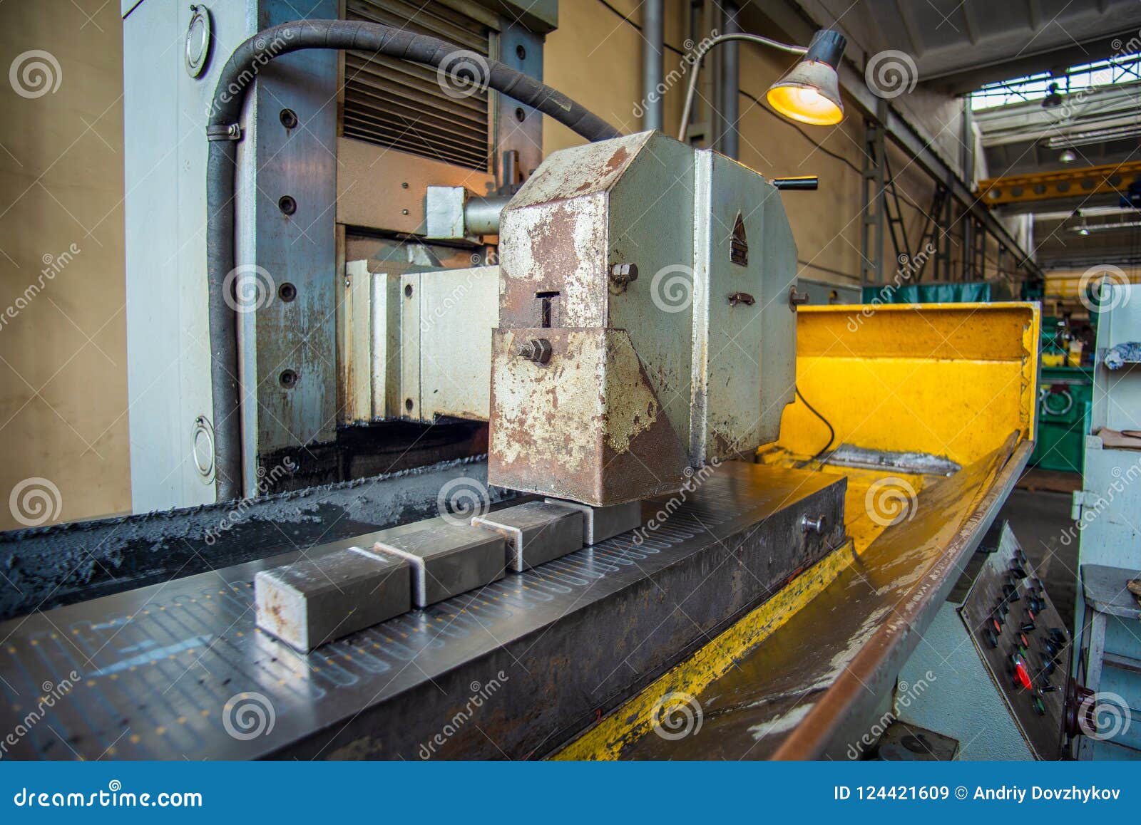 A Grinding Wheel Produces Metal Scrap on the Machine. Stock Image ...
