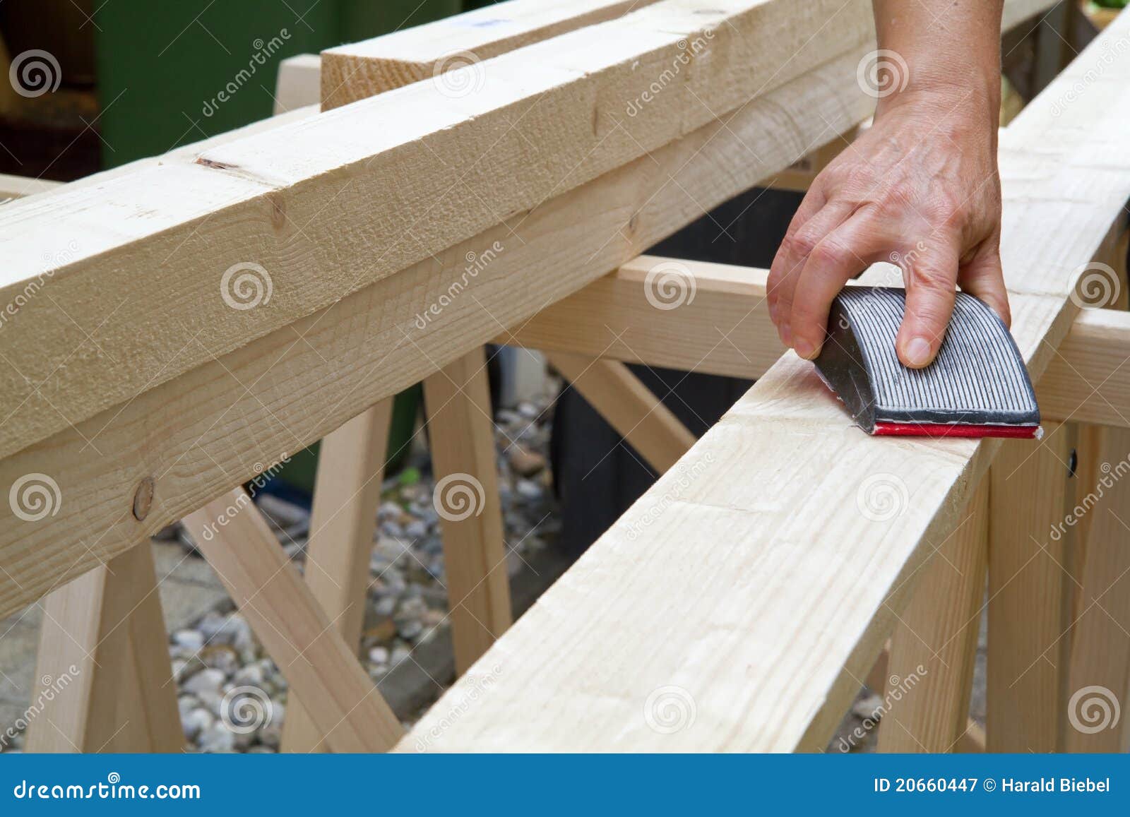 Grinding a wooden beam stock image. Image of polished - 20660447
